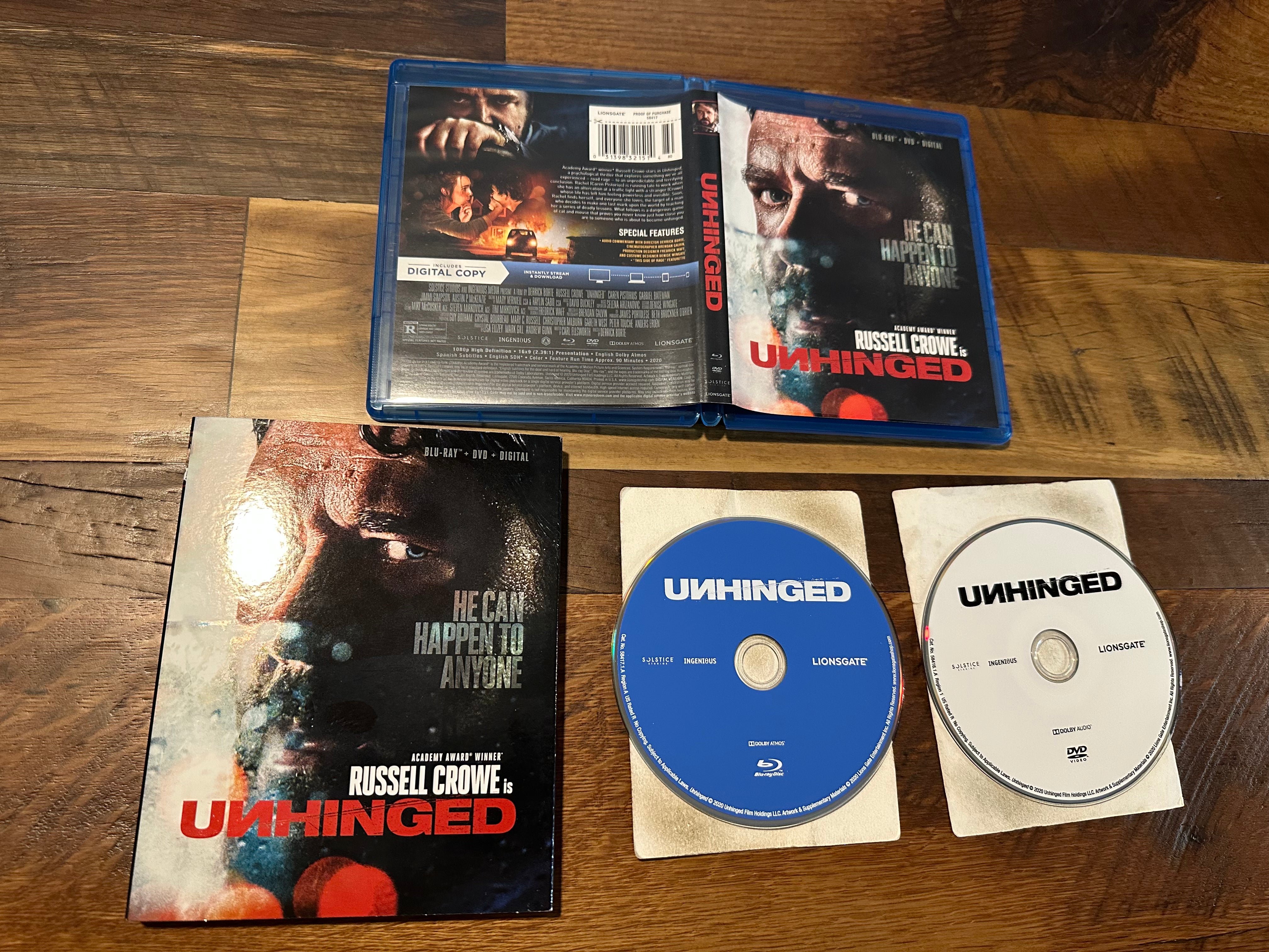 Unhinged Blu ray-Lionsgate-Slipcover-Russell Crowe Classic-No Digital ...