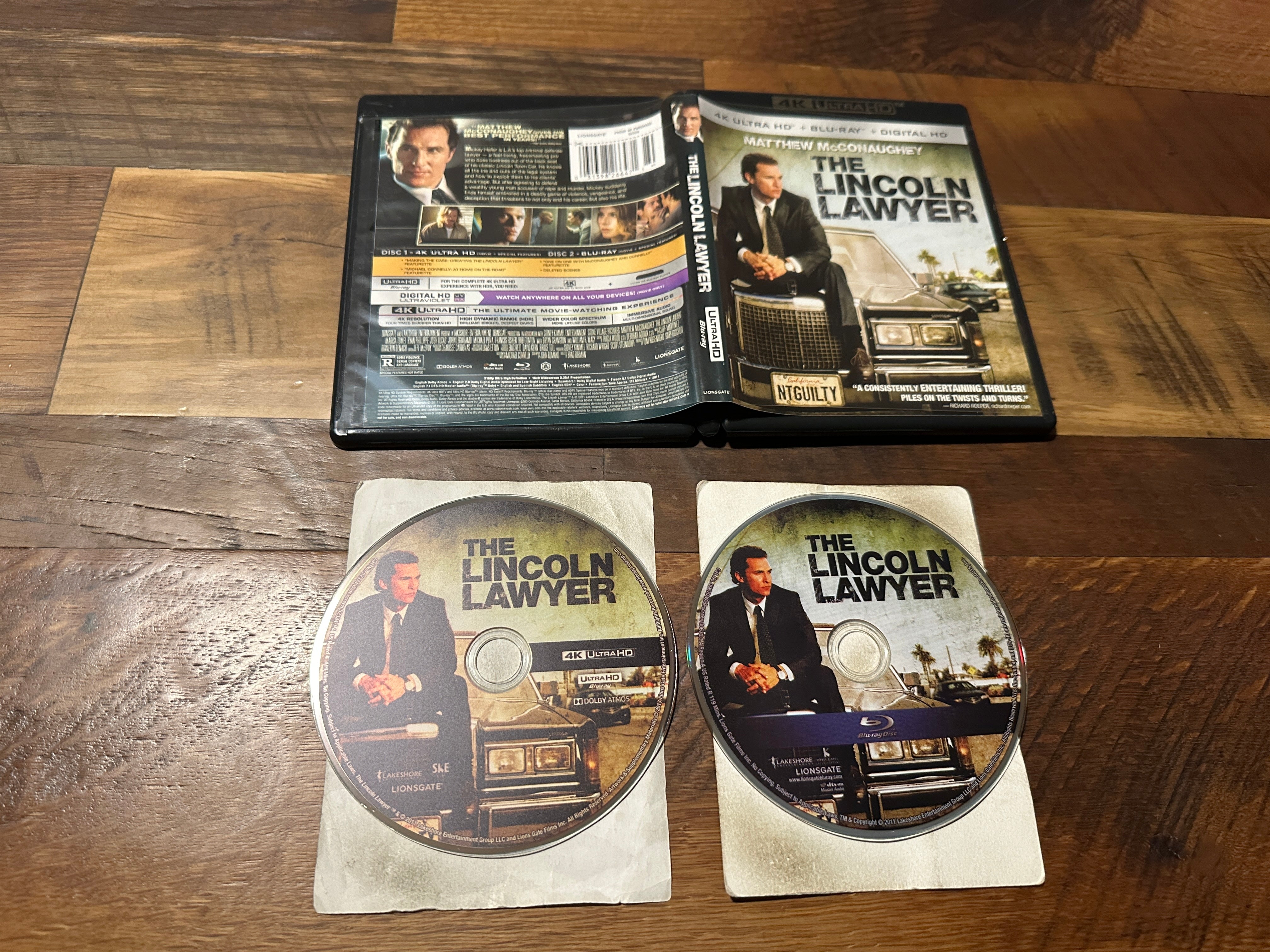 The Lincoln Lawyer 4K Ultra HD/Blu ray, Lionsgate, 2 Disc, No Digital ...